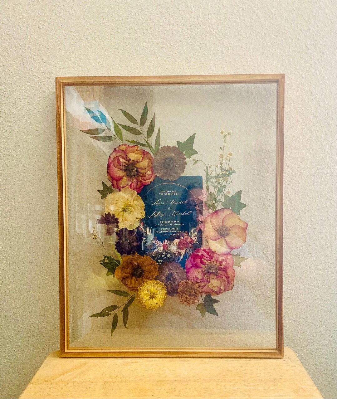 16x20 Wedding Bouquet Pressed Wood Flower Frame. Pressed Floating Frame ...