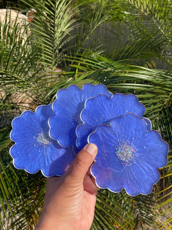 Blue Flower Coasters Kitchen & Dining Coasters Drinkware etna.com.pe