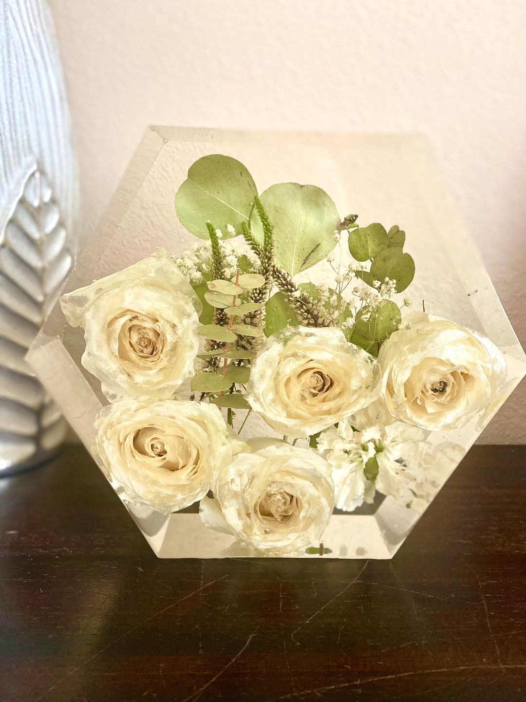 8 Bouquet Flower Hexagon Display, Wedding Flower Preservation Pieces ...