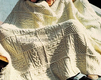 Fisherman Knit Afghan Pattern, Limerick | Digital PDF Instant Download ...