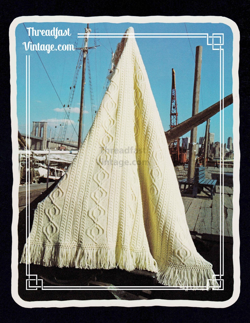 Fisherman Knit Afghan Pattern, Limerick | Digital PDF Instant Download ...
