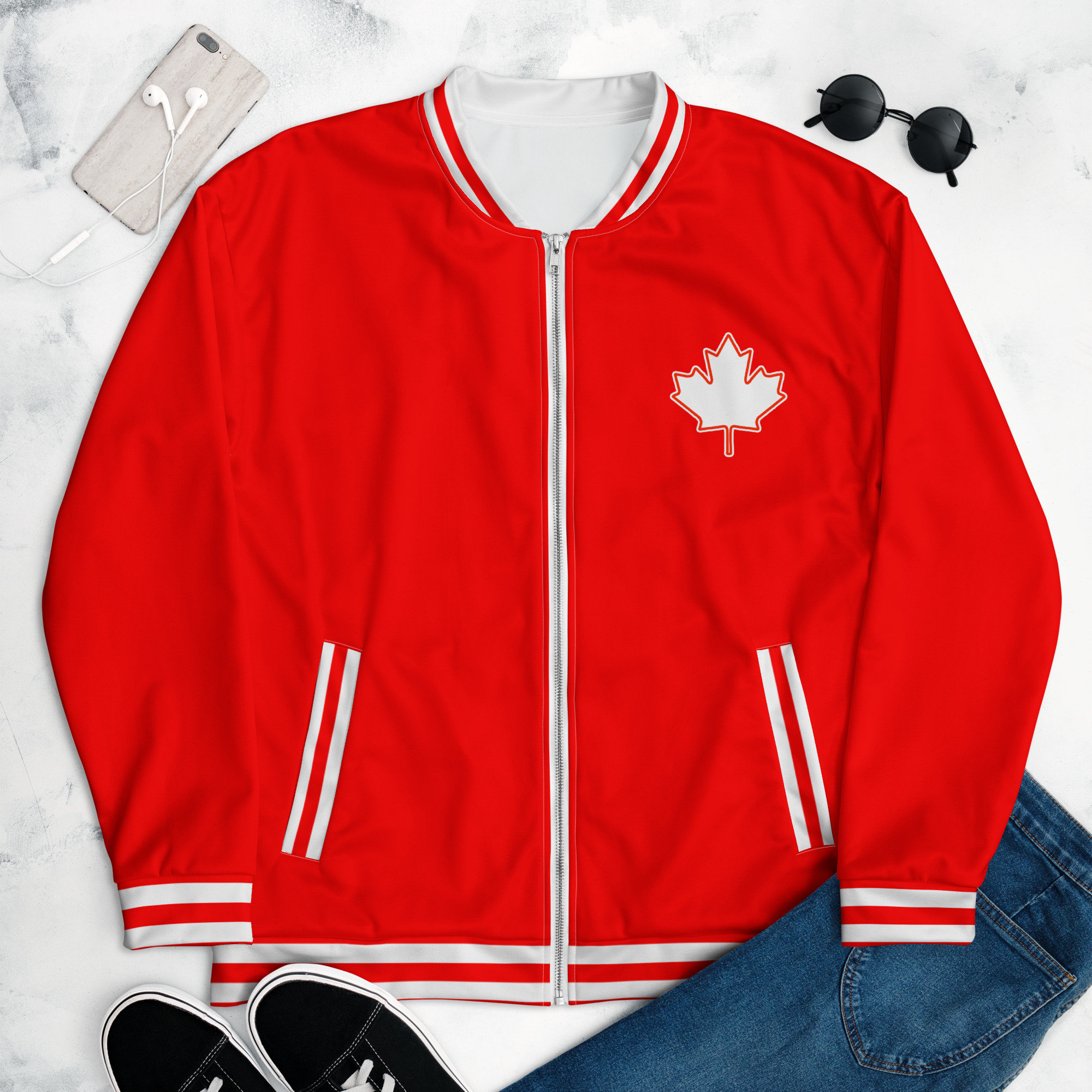 Custom Portrait Bomber Jacket, Personalized Canadian Jacket, Pro Canada ...