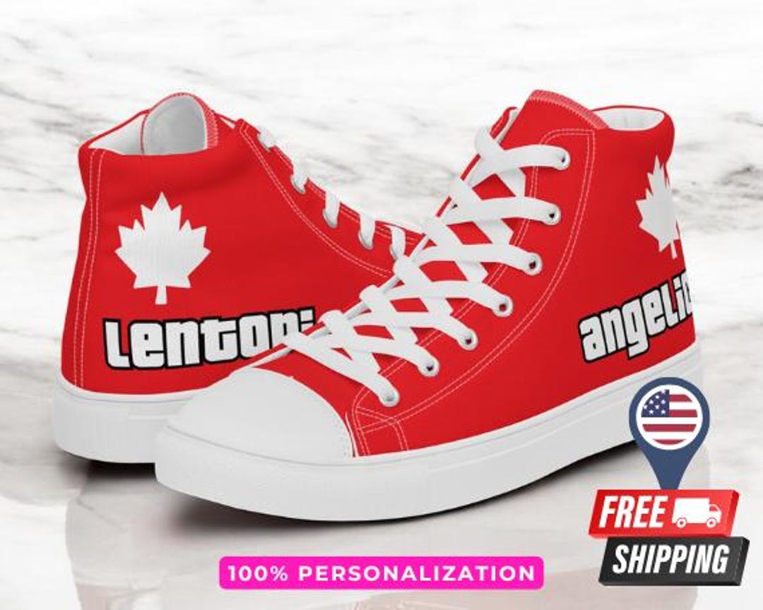 Custom Canada High Tops | Maple Leaf Canvas Shoes for Women ...