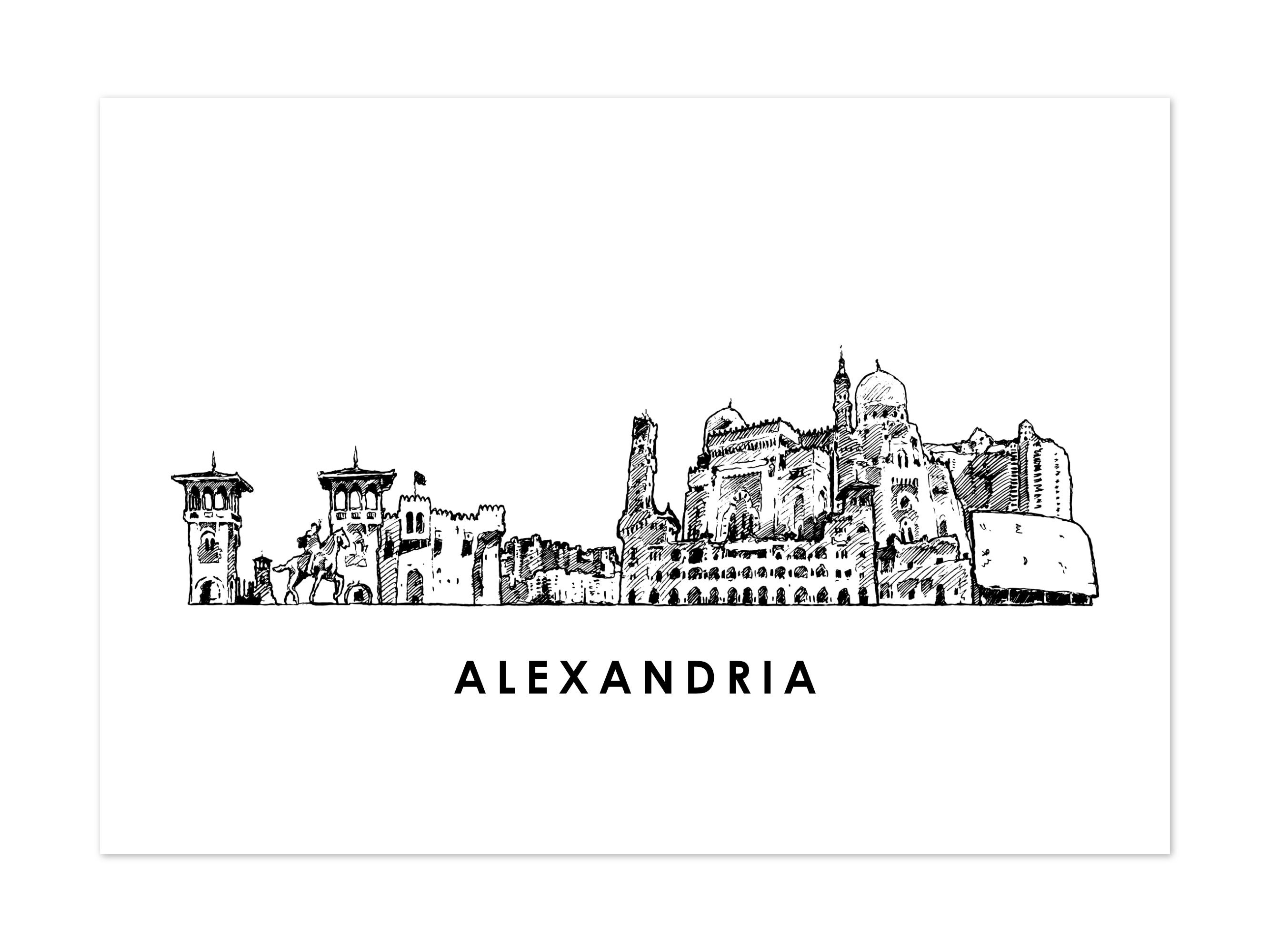 Alexandria Skyline Poster City Wall Art, Minimalist Poster, Drawing ...