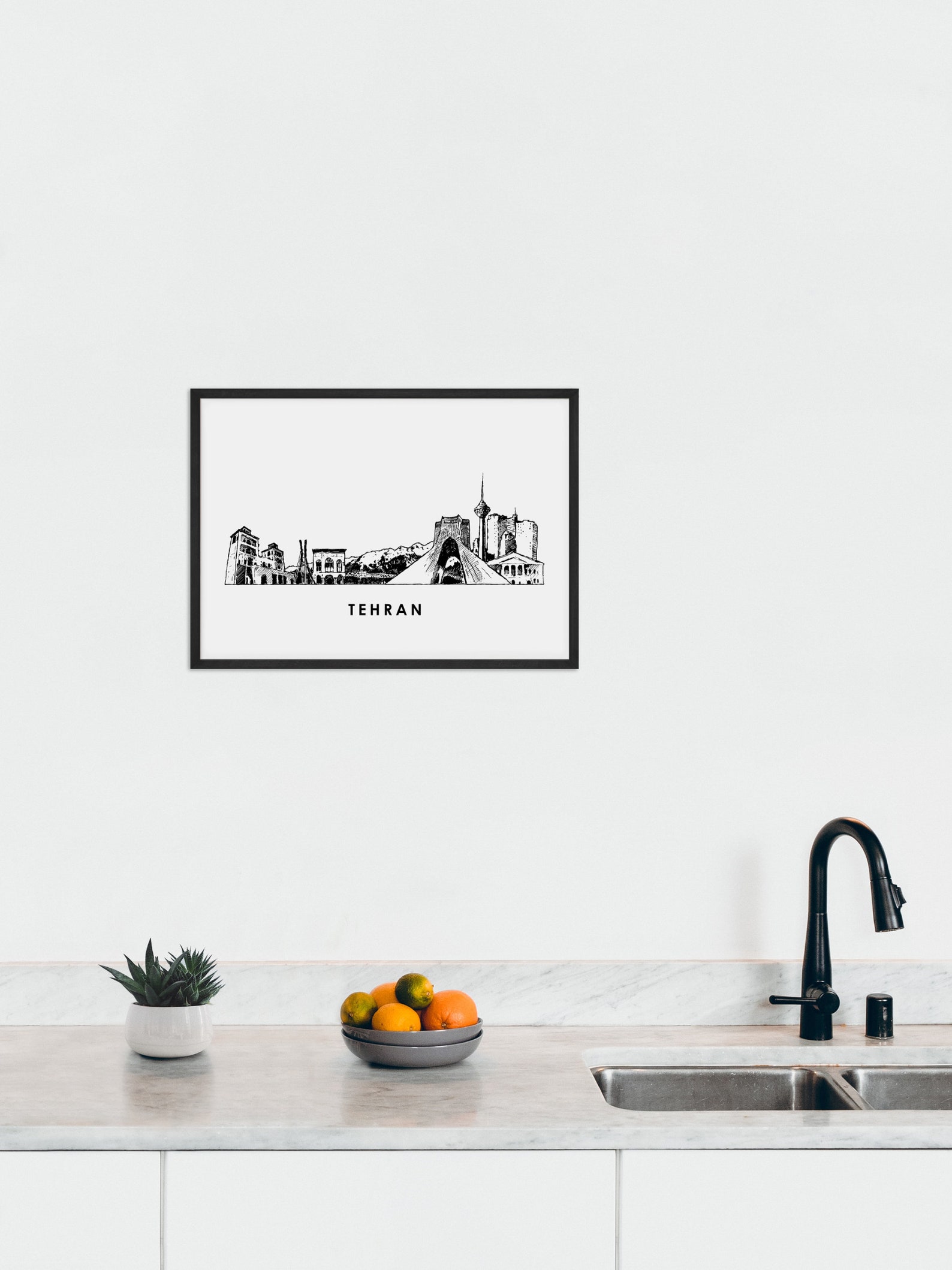 Tehran Skyline Poster City Wall Art, Iran City Drawing Tehran Landmarks ...