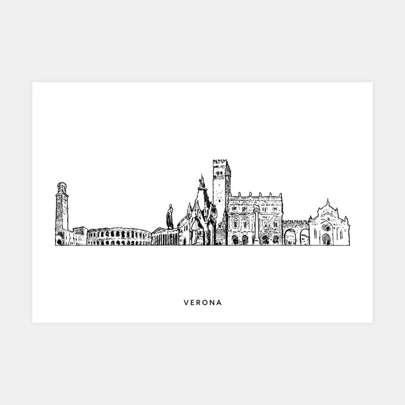 Verona Print Italy City Skyline Poster Art Print - Etsy