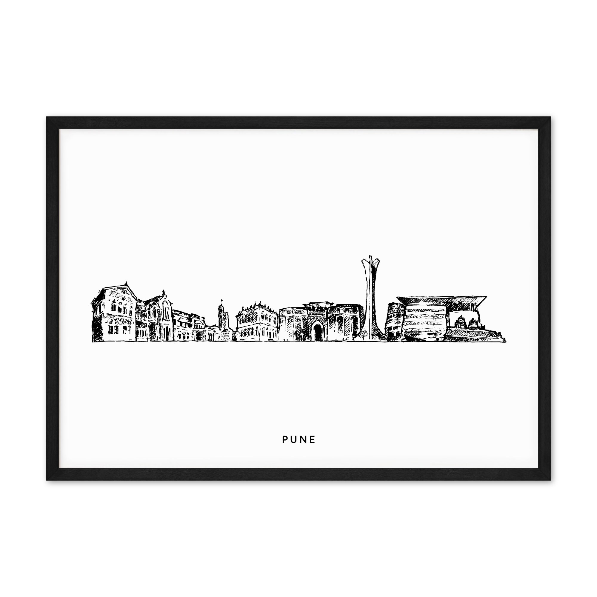 Pune Skyline Poster City Wall Art, Minimalist Poster, India, Drawing ...