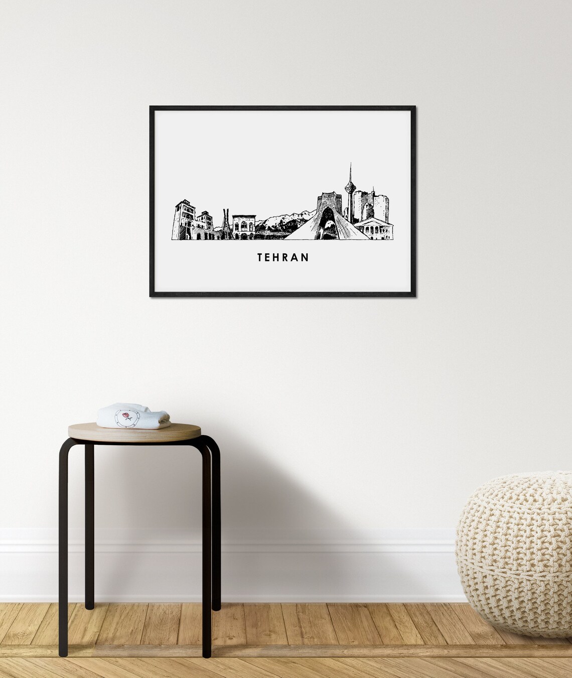 Tehran Skyline Poster City Wall Art, Iran City Drawing Tehran Landmarks ...