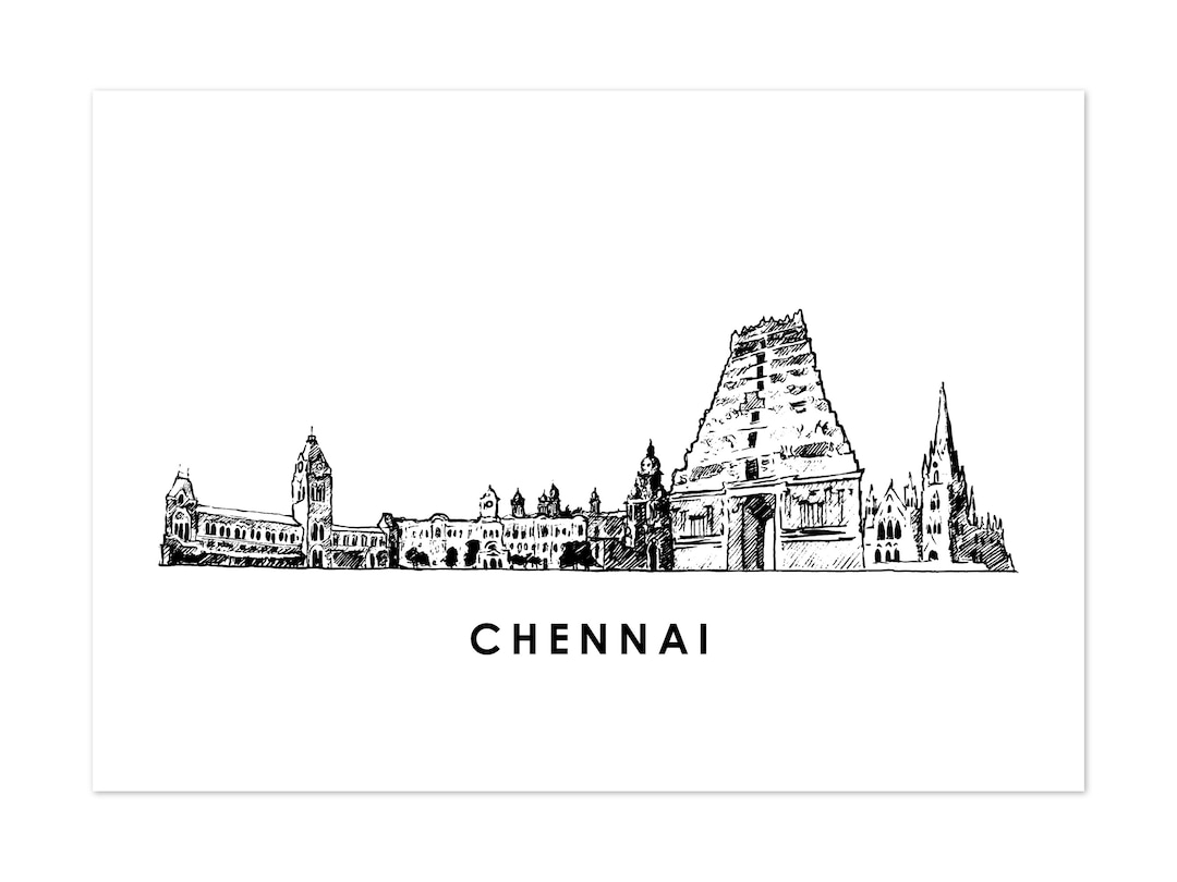 Chennai Art Print Skyline Poster City Wall Art, Minimalist Poster ...