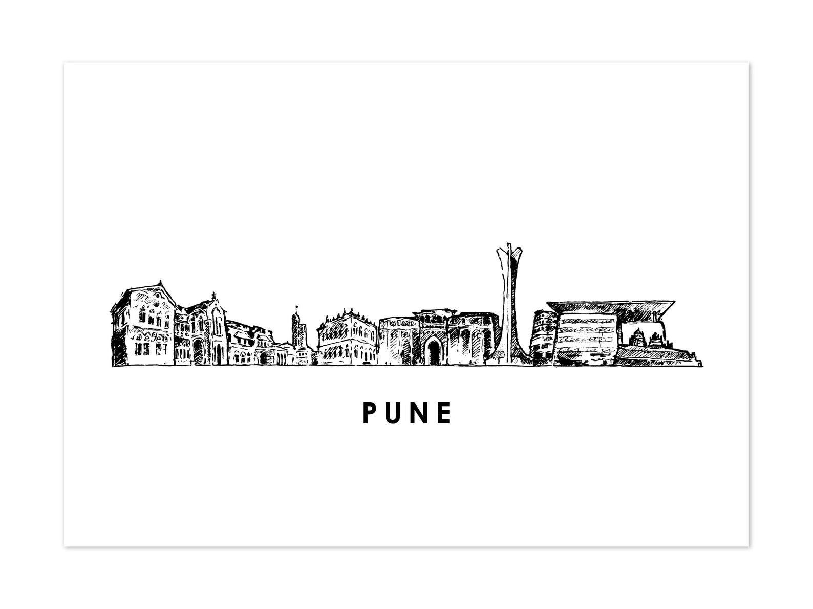 Pune Skyline Poster City Wall Art Minimalist Poster India - Etsy