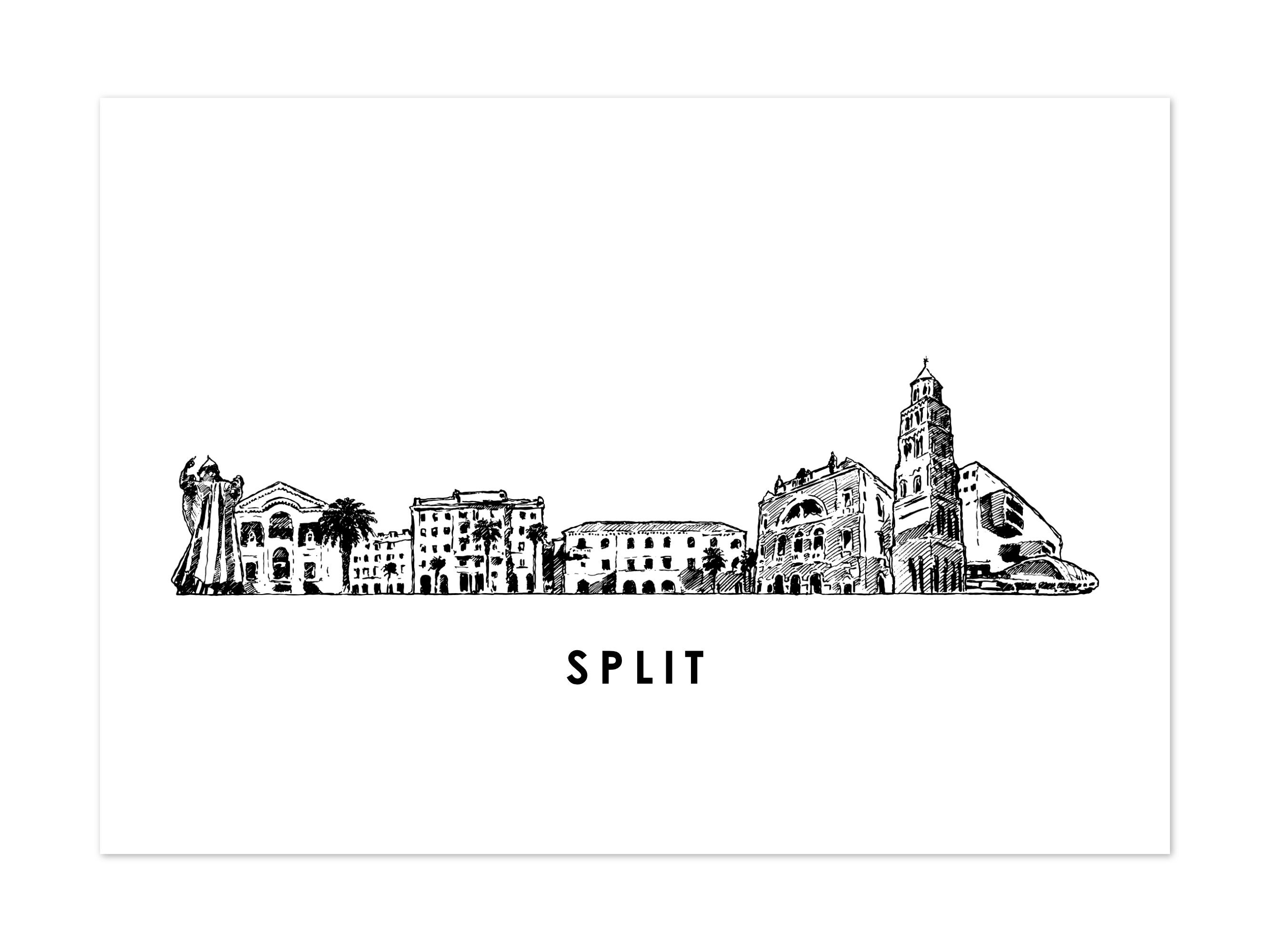 Split Skyline Poster, Wall Art, Minimalist Poster, Croatia, Landmarks ...