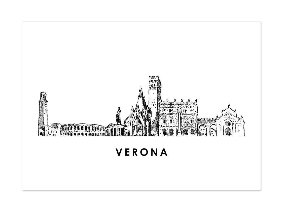 Verona Print Italy City Skyline Poster Art Print - Etsy