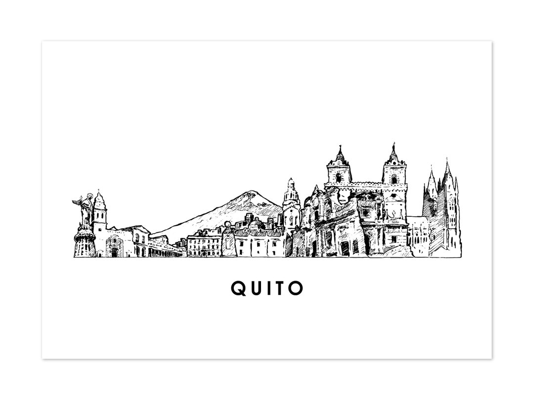 Quito Skyline Poster City Wall Art, Minimalist Poster, Drawing, Ecuador ...