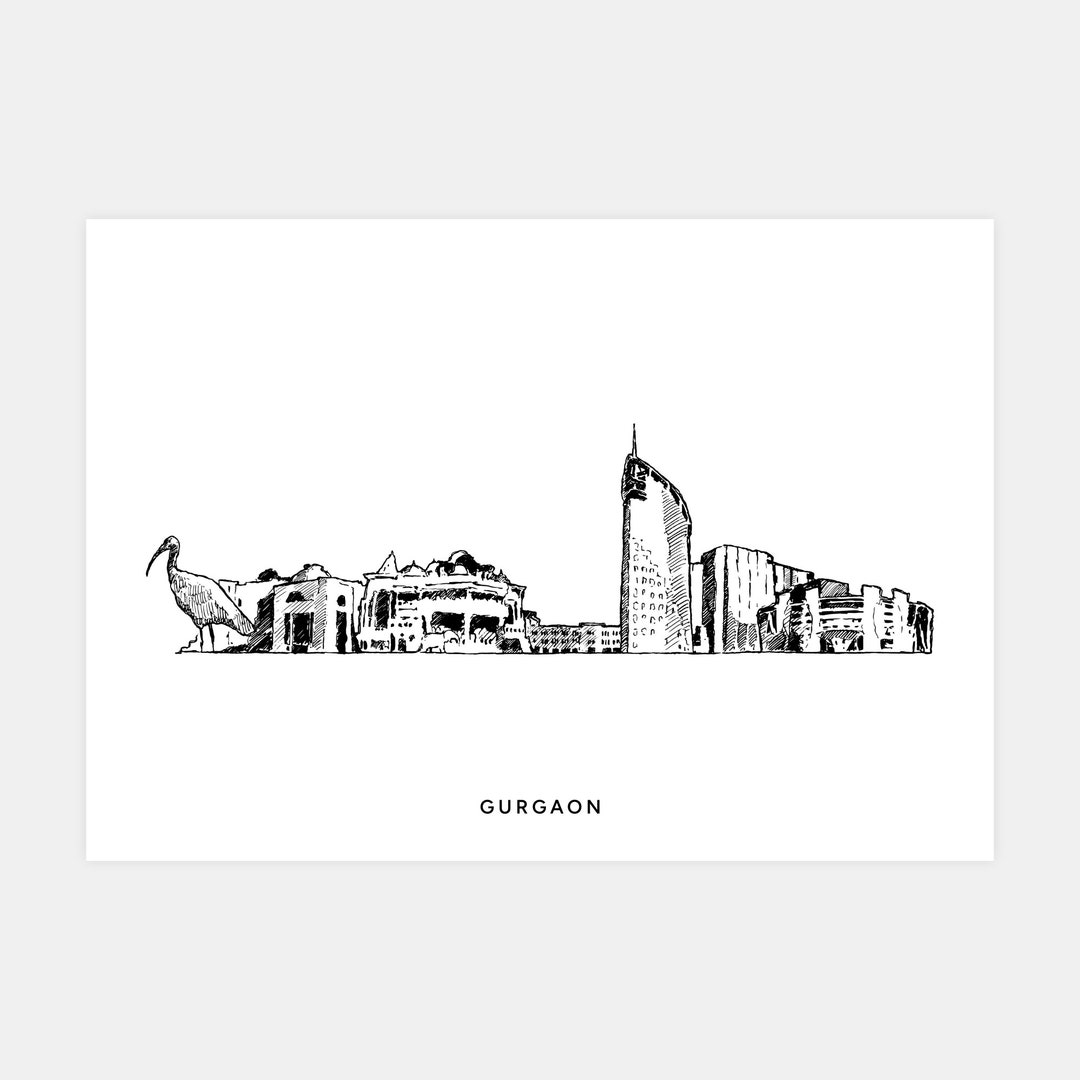 Gurgaon Skyline Poster City Wall Art, Minimalist Poster, Drawing, India ...