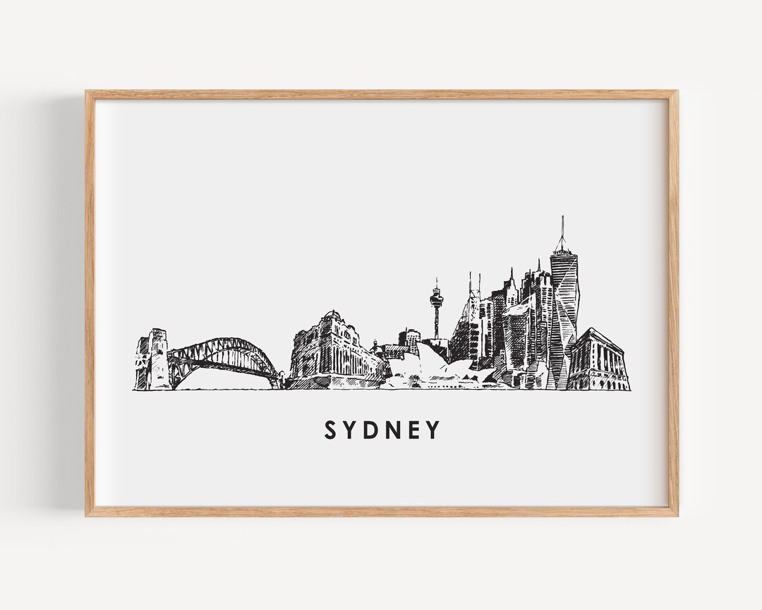 Sydney Skyline Poster City Wall Art Minimalist Poster - Etsy