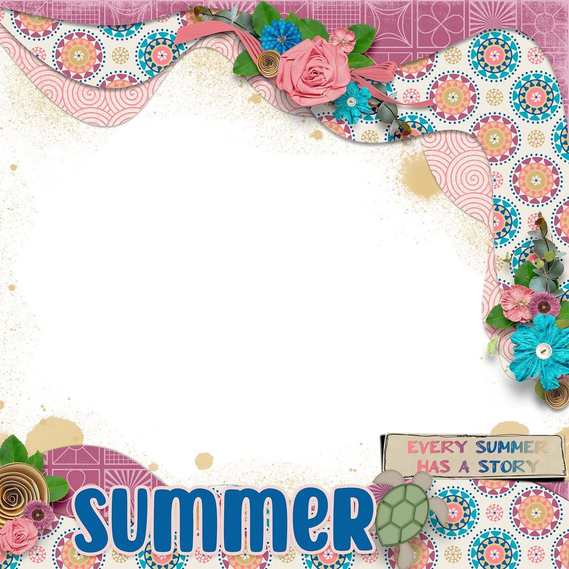 Sunny Summer Smiles Quick Pages-12x12 PNG Pages, Digital Scrapbooking ...