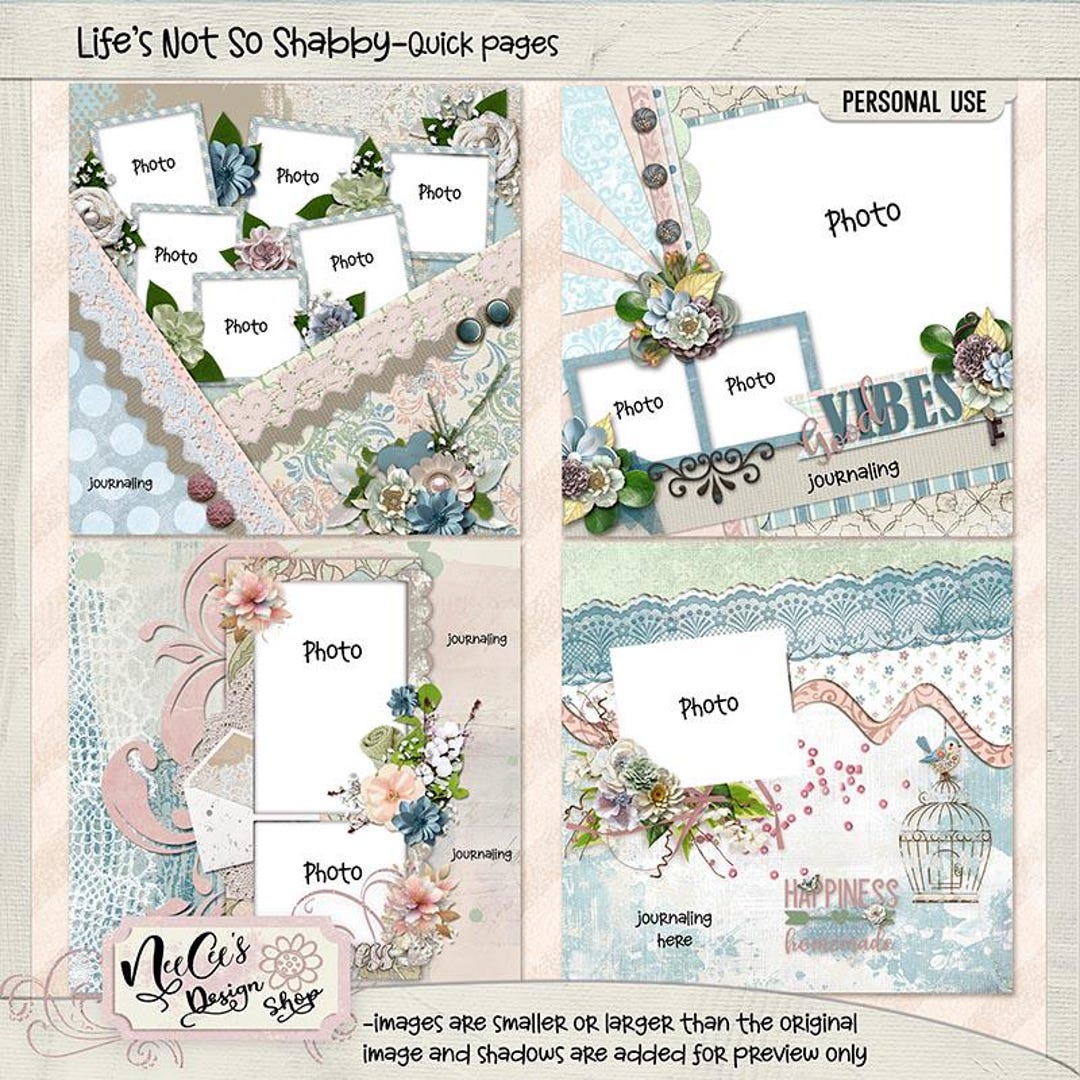 Life's Not so Shabby-quick Pages, 12x12 Scrapbooking, 300 DPI, PNG ...