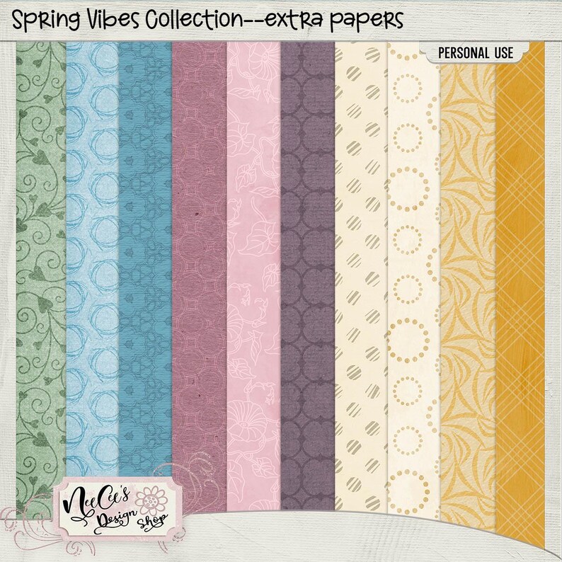 Spring Vibes Collection-digital Scrapbooking, 12x12 Format, PNG & JPEG ...
