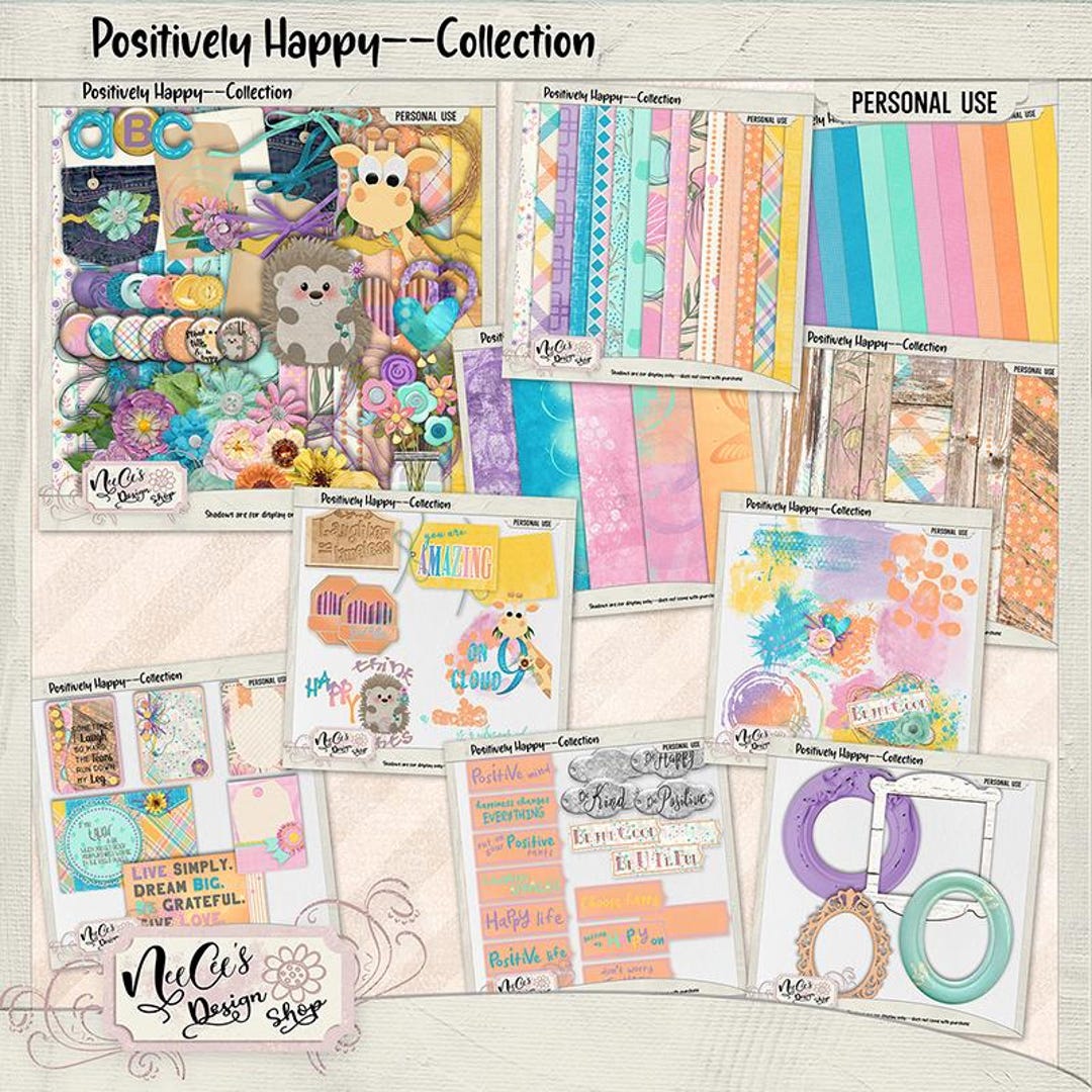 Positively Happy Digital Scrapbooking Bundle - Etsy