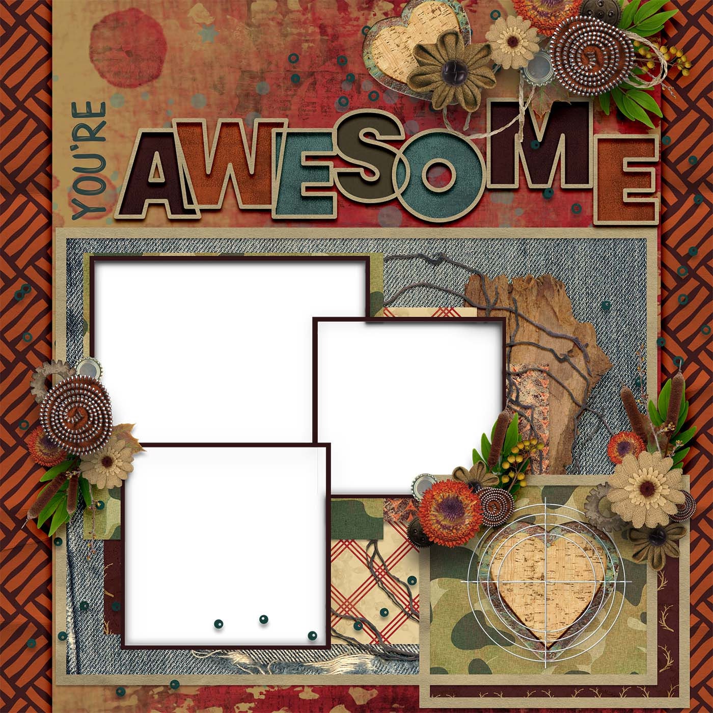 My Man Squeeze Quick Pages-12x12 PNG Scrapbook Pages, Digital ...