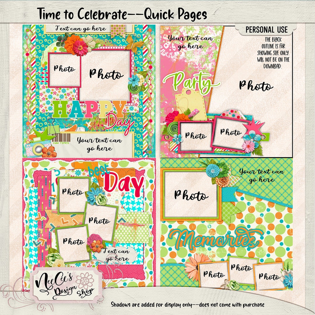 Time to Celebrate Quick Pages-12x12 PNG Pages Digital - Etsy