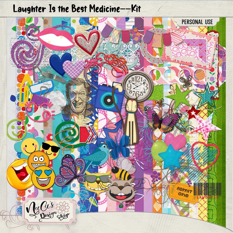 Laughter is the Best Medicine Digital Scrapbooking Bundle - Etsy