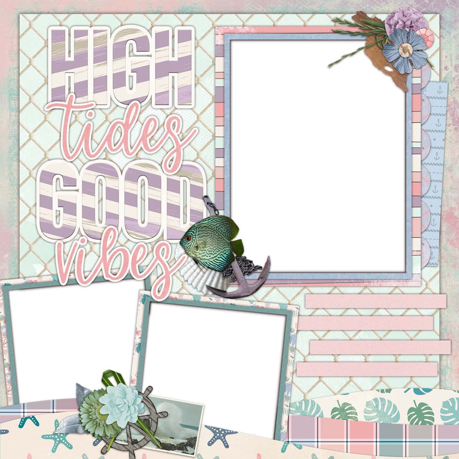 Beach Life Quick Pages-12x12 PNG Pages, Digital Scrapbooking Pages - Etsy