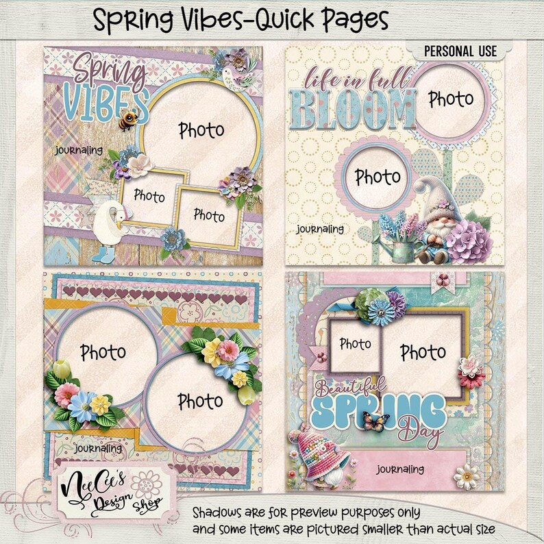 Spring Vibes-quick Pages, 12x12 Format, 300 DPI, Easy Drop Photo ...