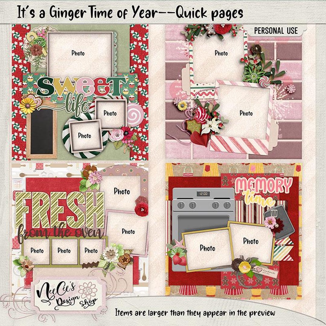 A Ginger Time of Year Quick Pages-12x12 PNG Pages, Digital Scrapbooking ...