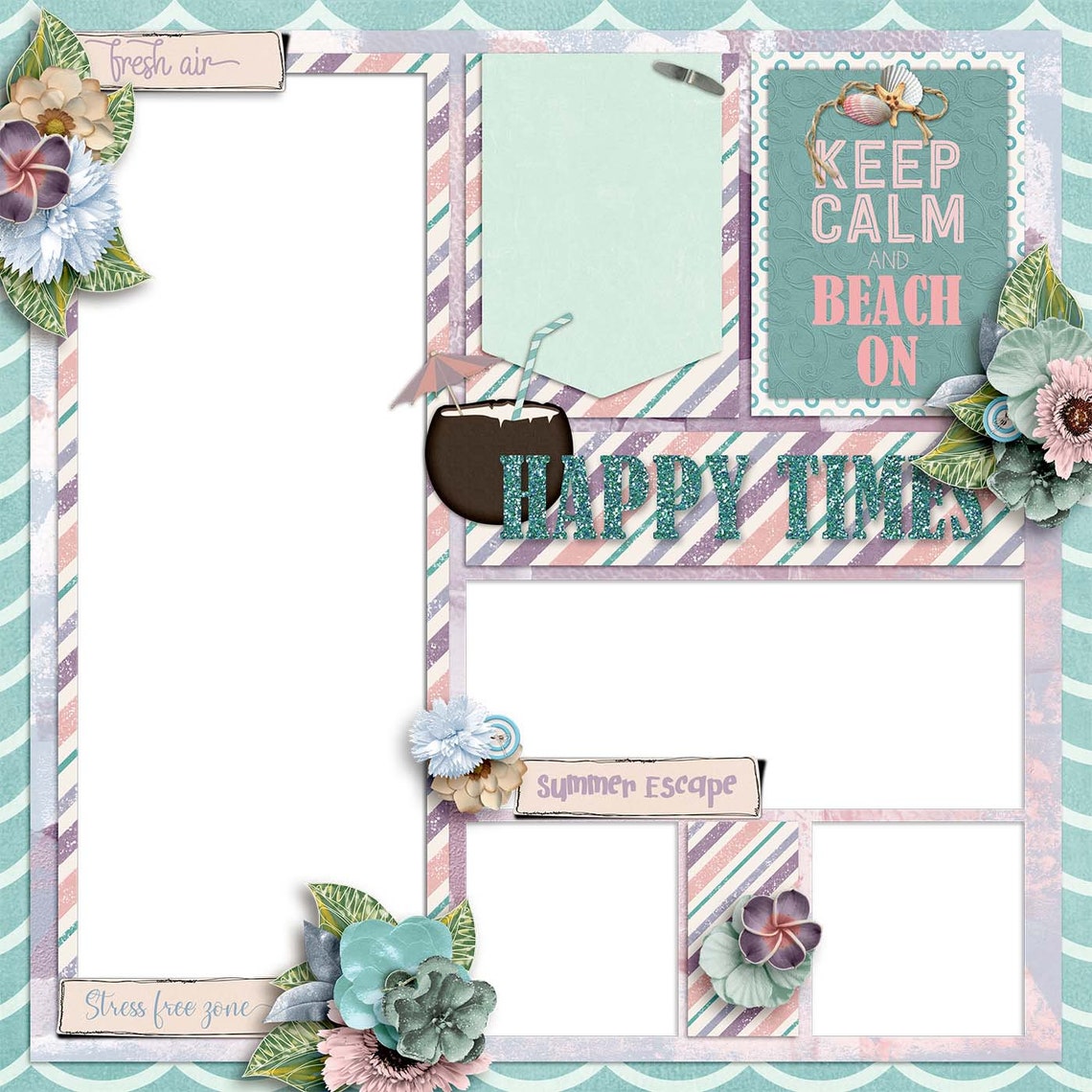 Beach Life Quick Pages-12x12 PNG Pages, Digital Scrapbooking Pages - Etsy