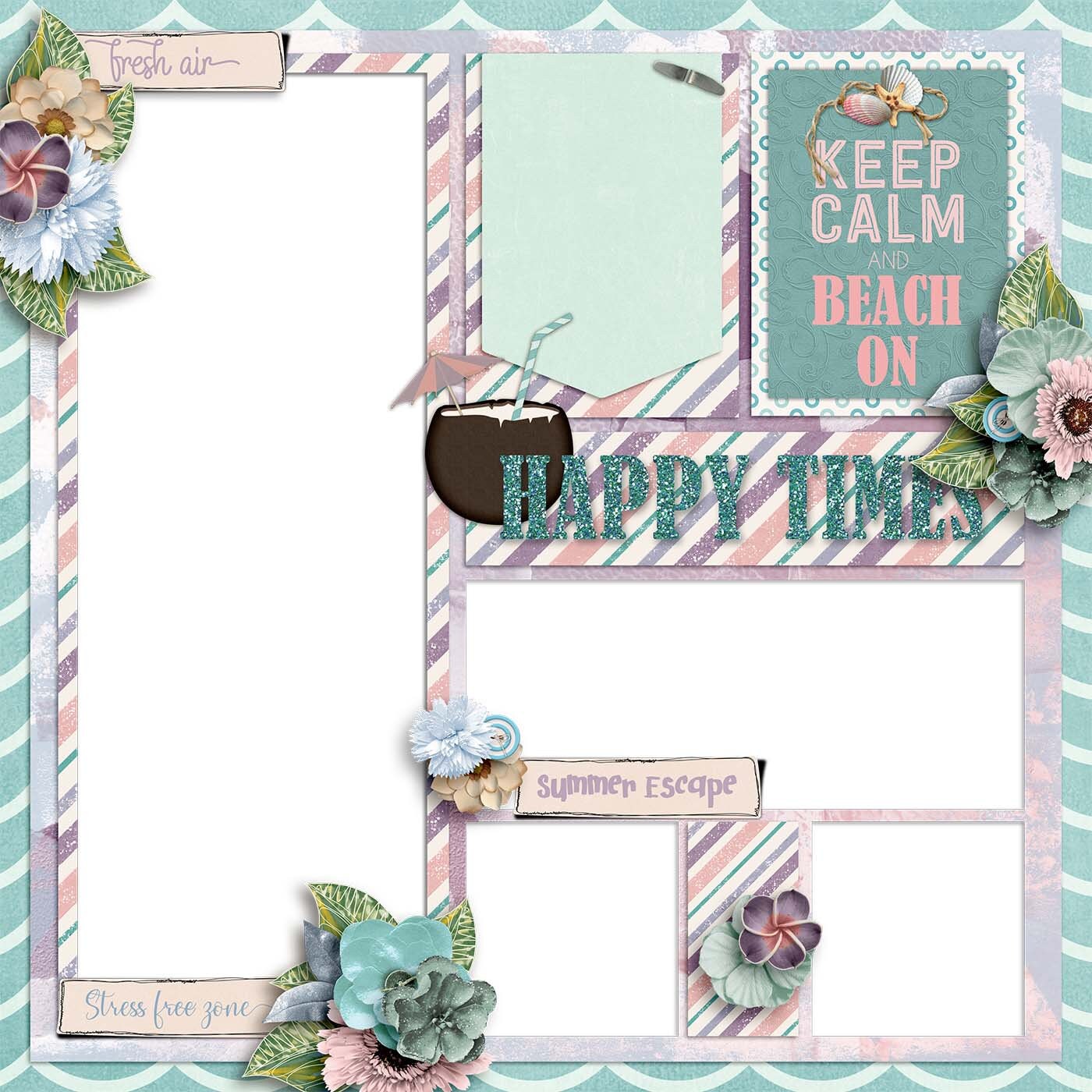 Beach Life Quick Pages-12x12 PNG Pages, Digital Scrapbooking Pages - Etsy