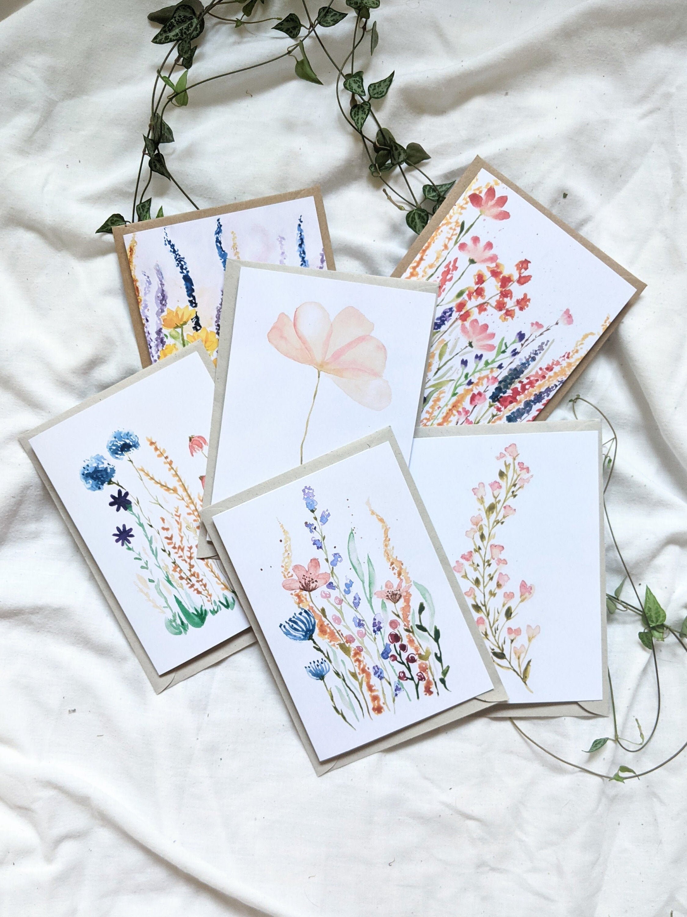 Watercolour Flower Multipack Note Cards Mixed Set of Six - Etsy
