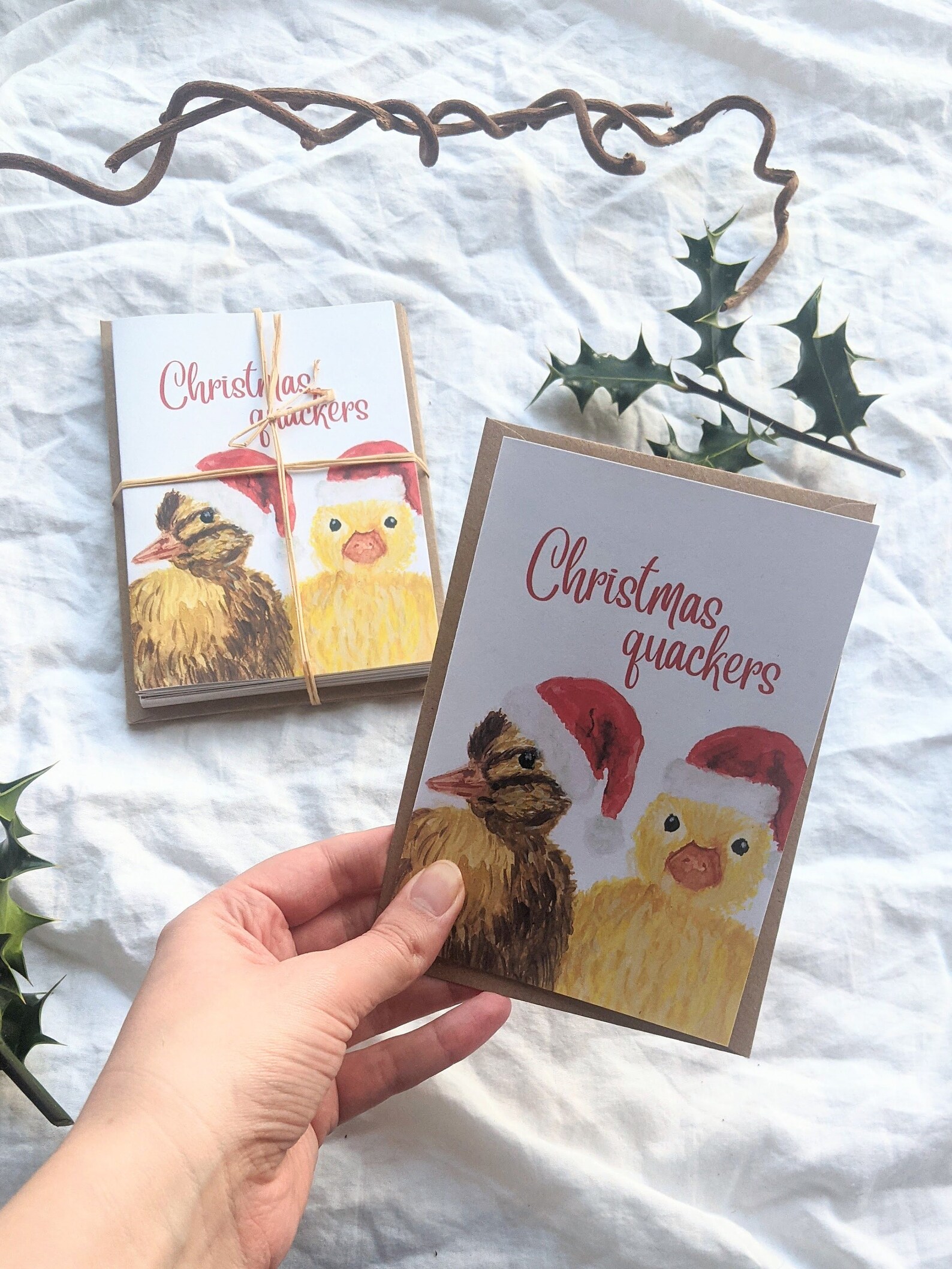 Christmas Quacker Card Single A6 Duck Christmas Card Recycled Paper ...