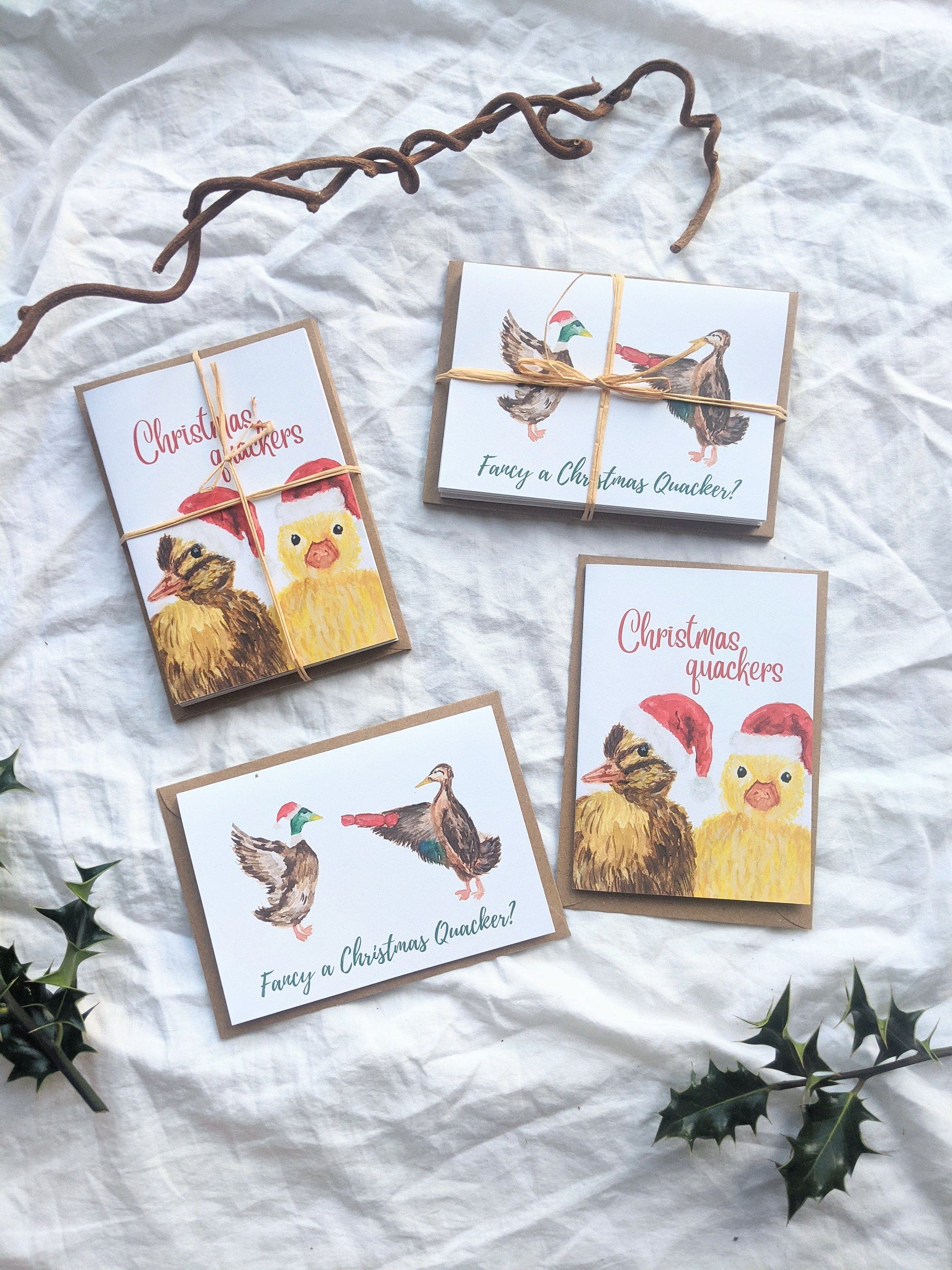 Christmas Quacker Card Single A6 Duck Christmas Card Recycled Paper ...