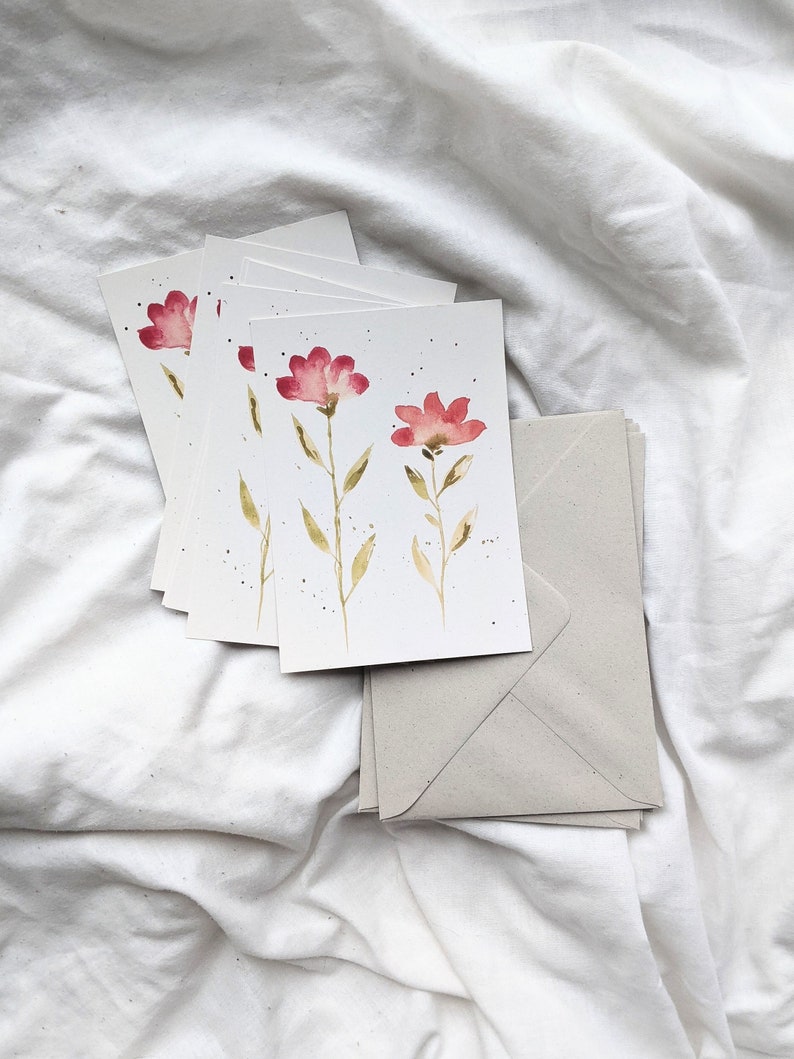 Pink Floral Postcards Set of Six A6 Recycled Paper Cards - Etsy
