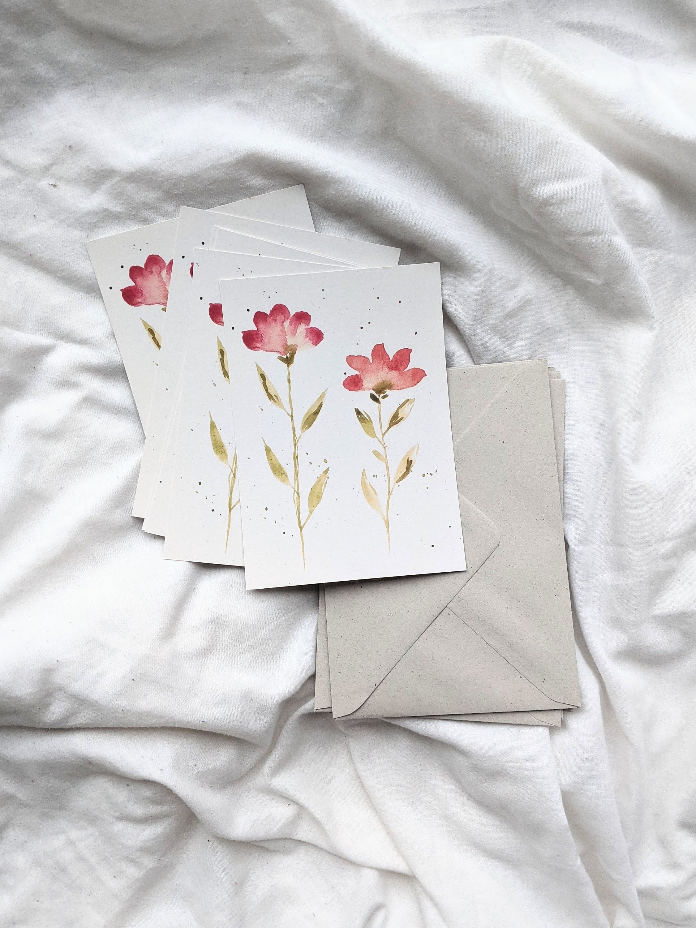 Pink Floral Postcards Set of Six A6 Recycled Paper Cards - Etsy