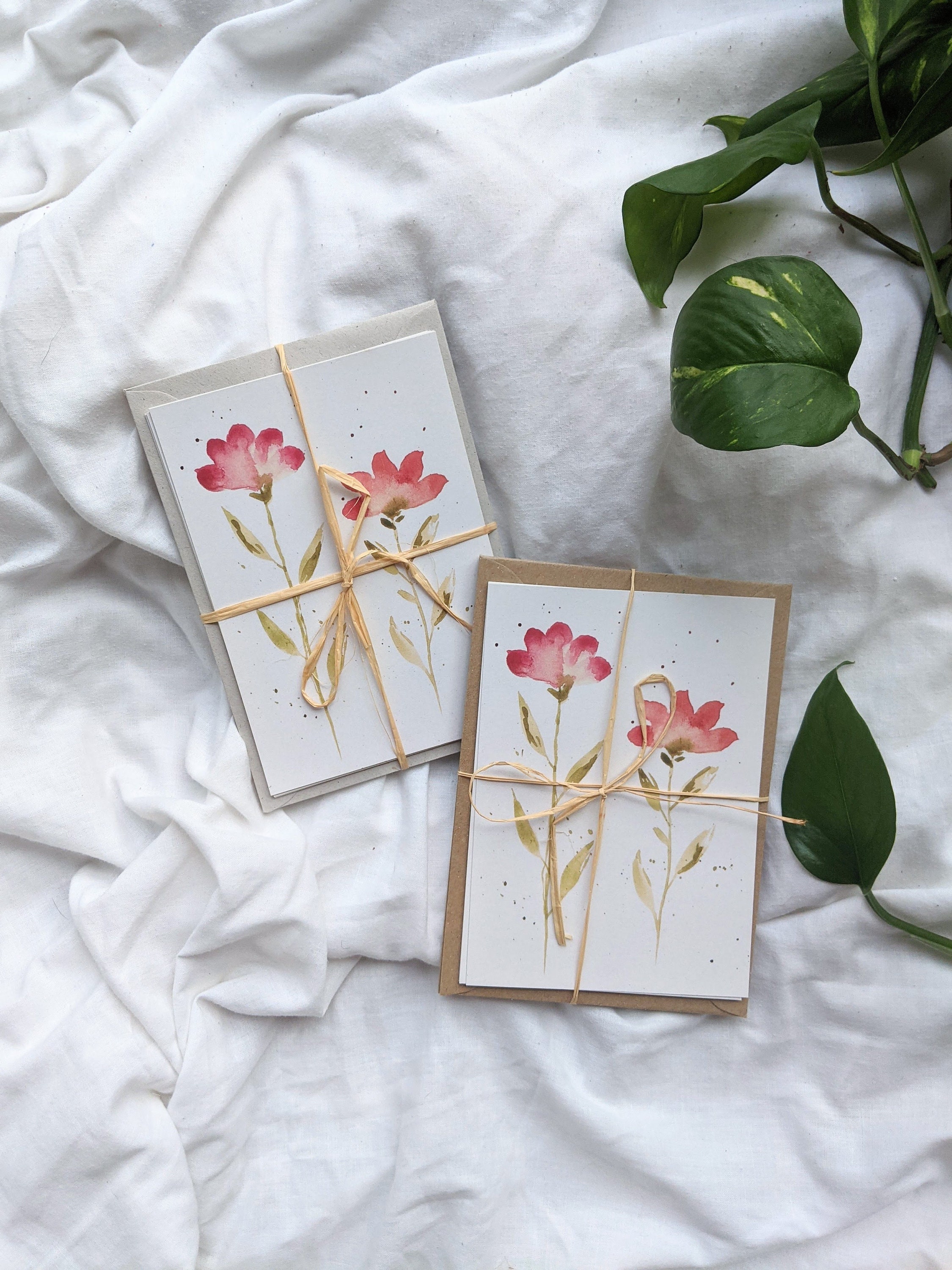 Pink Floral Postcards Set of Six A6 Recycled Paper Cards - Etsy