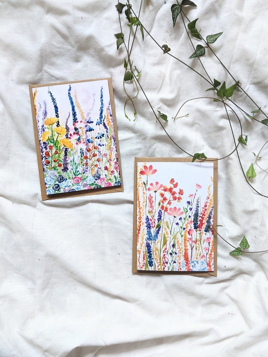 Colourful Floral Cards Set of Six A6 Recycled Paper - Etsy