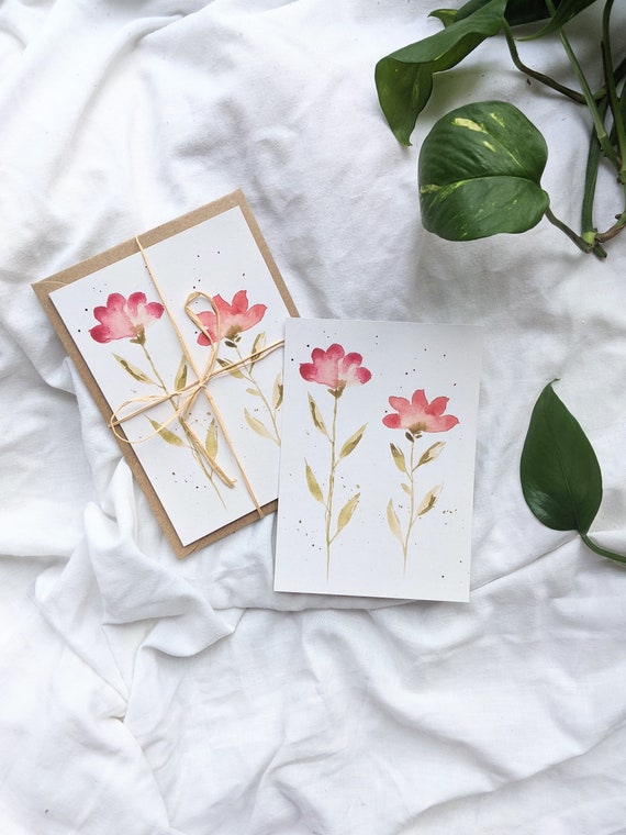 Pink Floral Postcards Set of Six A6 Recycled Paper Cards - Etsy