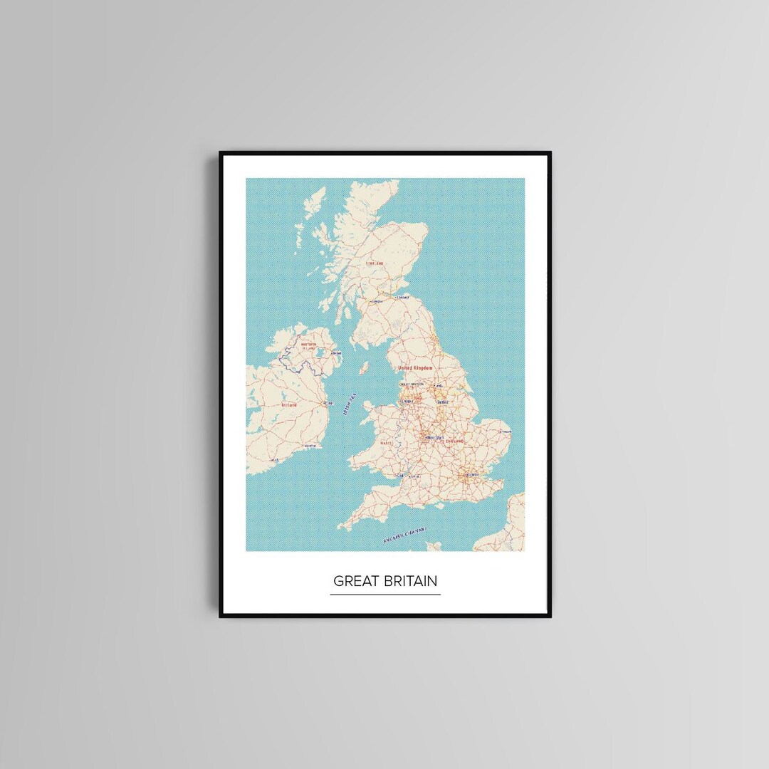 Great Britain Map Poster Home Wall Art Decor Modern Poster Print - Etsy