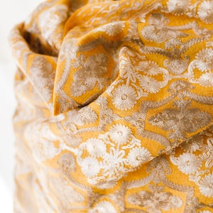 Yellow Pashmina Shawl | Kashmiri Silk Embroidered Scarf | Geometric ...