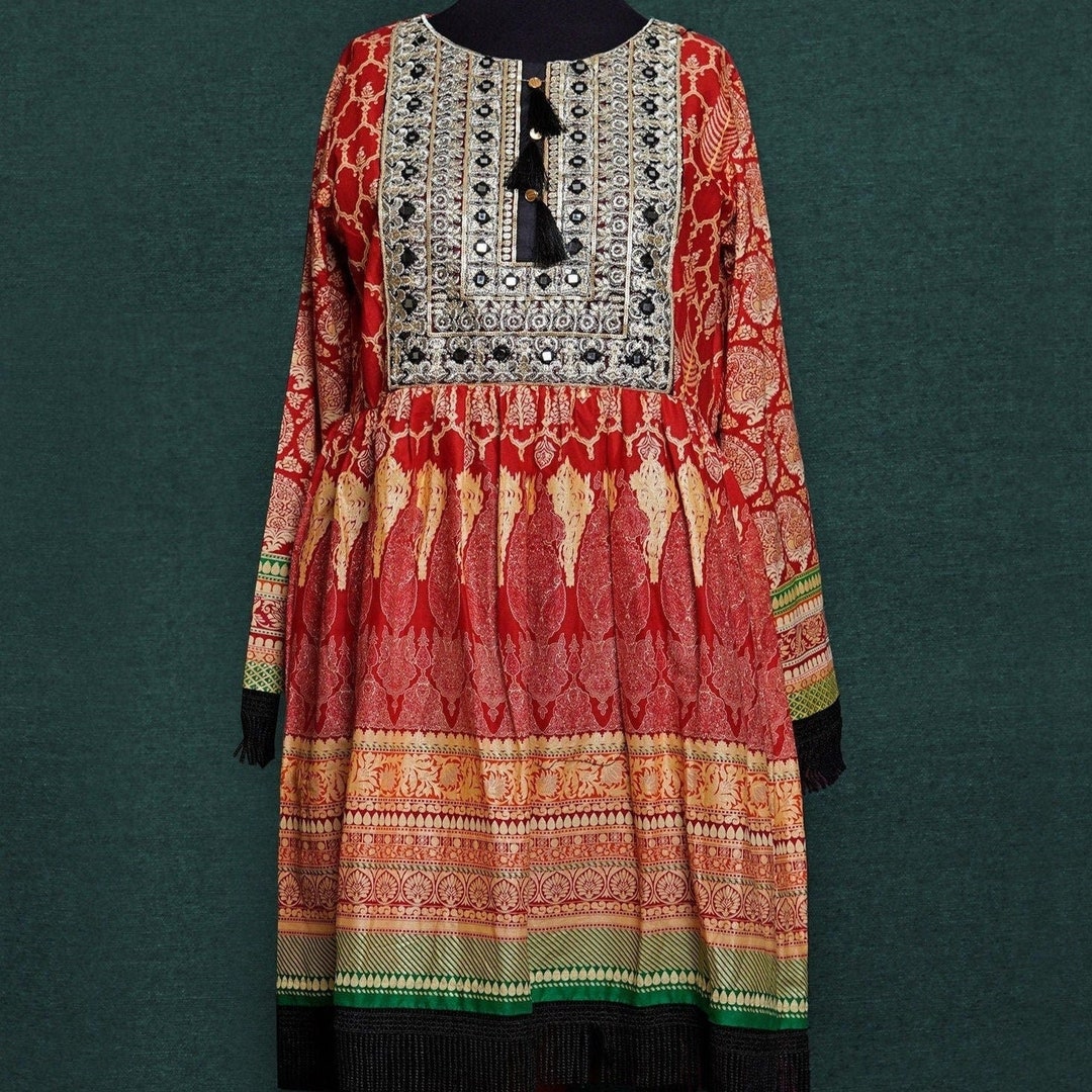 Red Bohemian Tunic Top for Leggings Sindhi Blockprint Long Shirt for ...