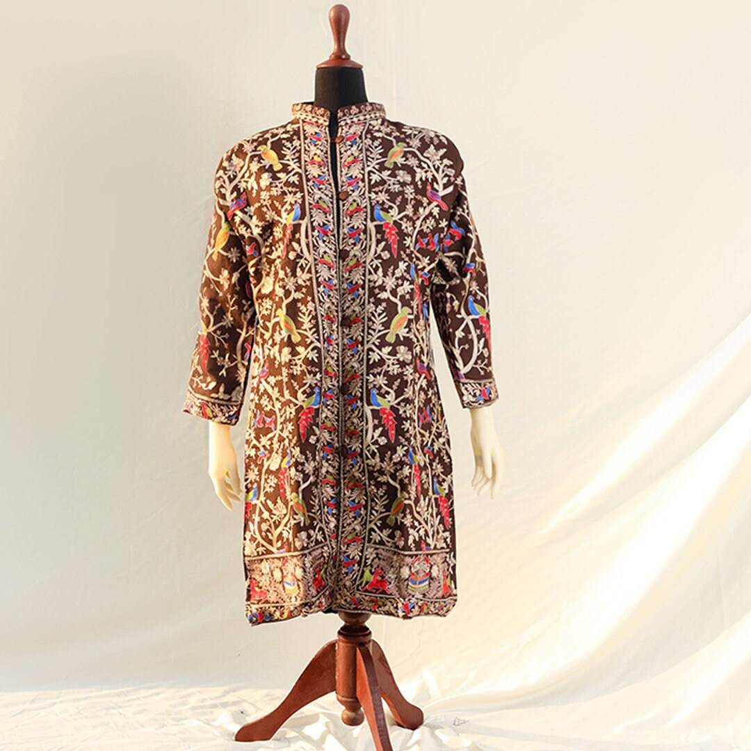 Plus Size Brown Embroidered Long Jacket Pakistani Wedding Dress ...