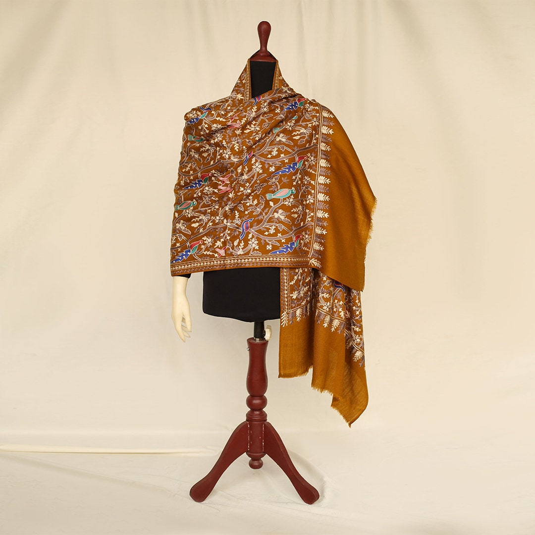 Fancy Shawl in Color Brown With a Touch of Gold Beautiful for Her Pure ...