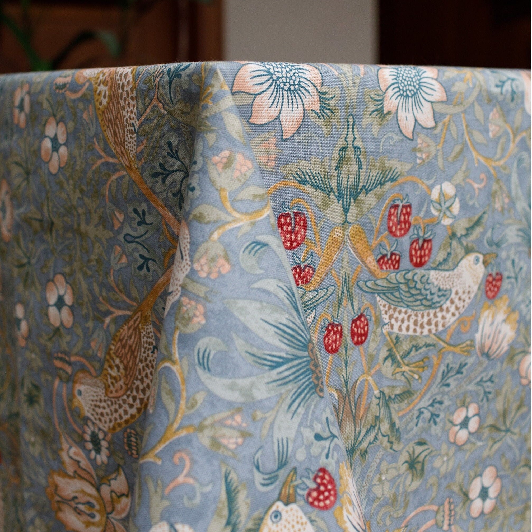 William Morris Table Cloth Strawberry Thief Rectangle Table Cloth ...