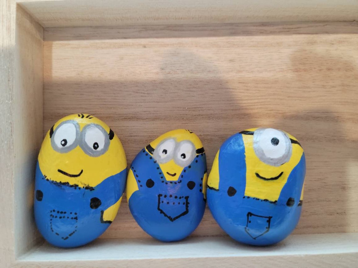 Set of 3 Hand Painted Rocks. Paper Weight, Garden Rock, Decorative Art ...