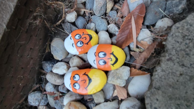 Set of 3 Small Rocks. Hand Painted Rocks. Decorative Rocks for Home or ...
