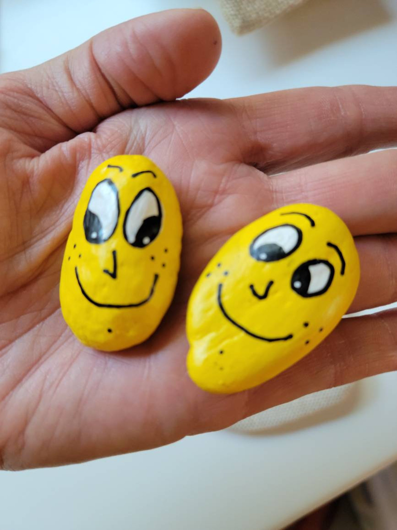 Hand Painted Rocks, Smiley Face Rocks Set of 2 - Etsy