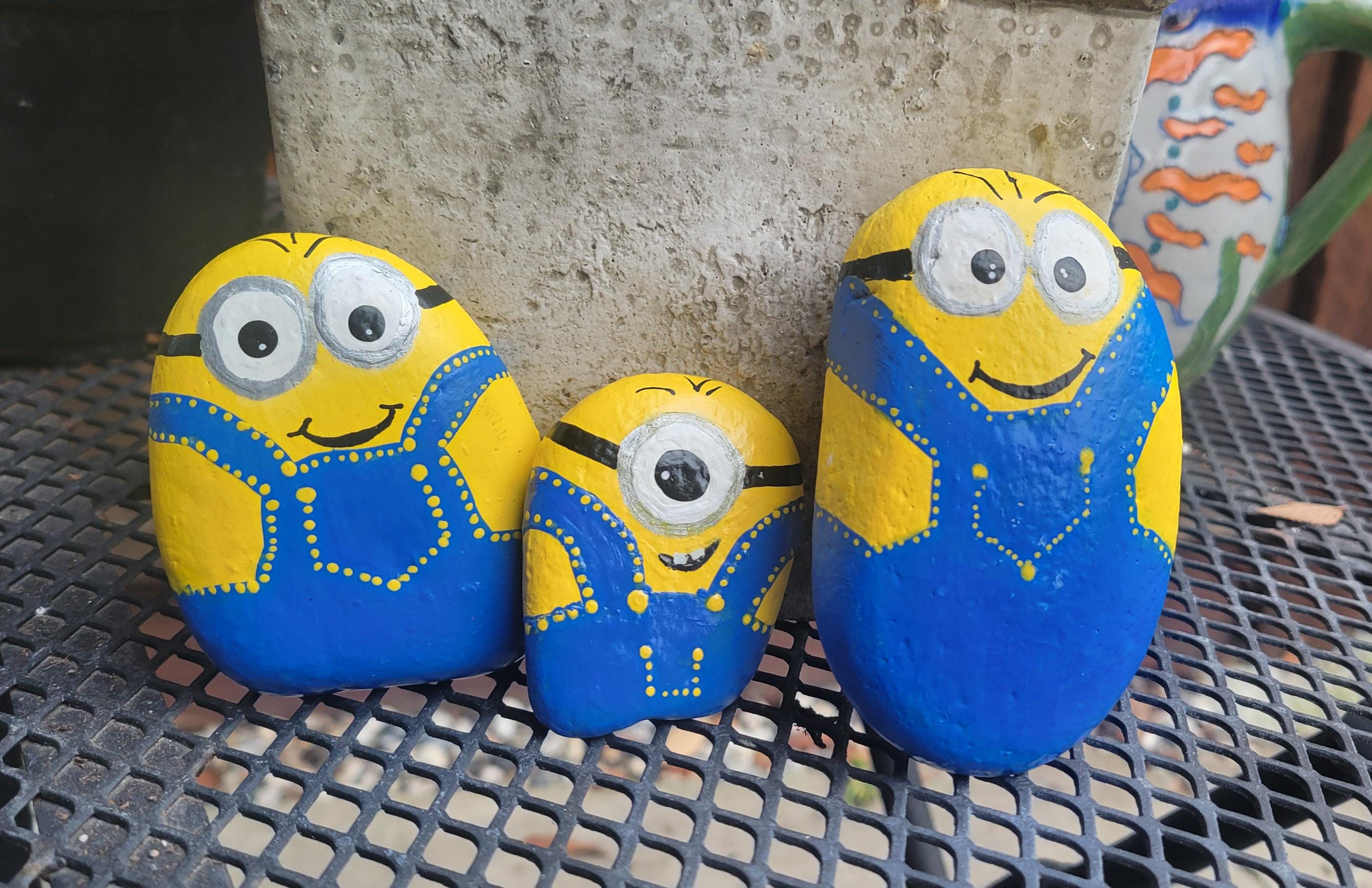 Realistic Minion Painted Rocks