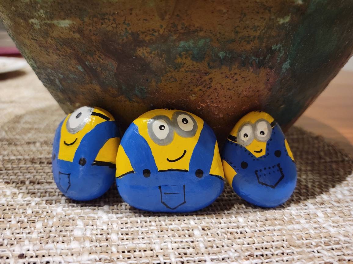 Set of 3 Hand Painted Rocks. Paper Weight, Garden Rock, Decorative Art ...